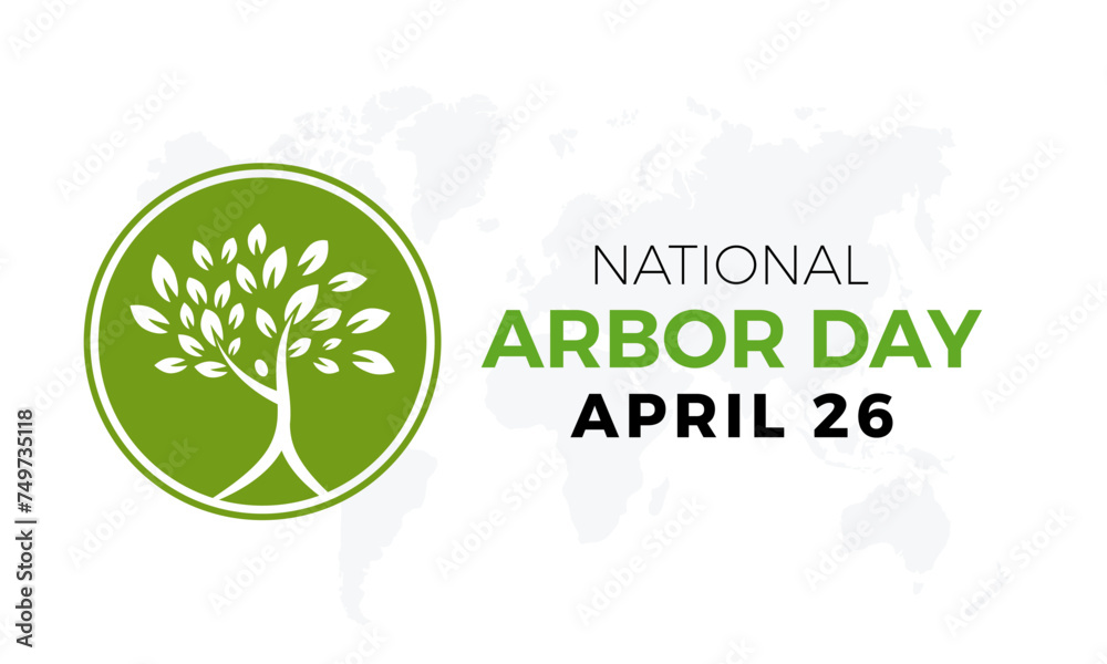 National Arbor Day celebrated every year of April 26, Vector banner ...