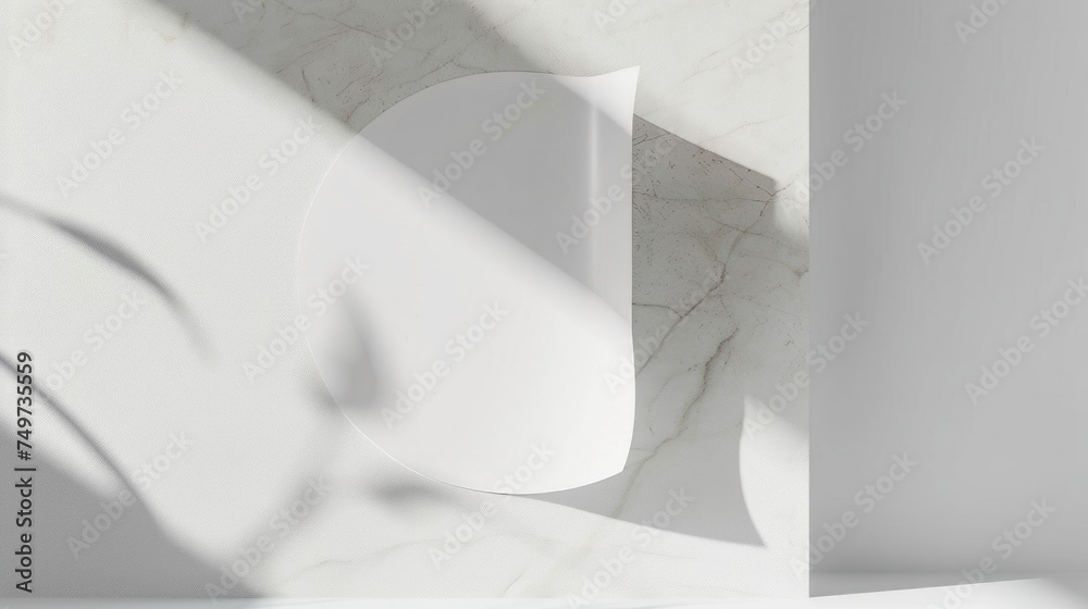 Blank white round adhesive stickers mock up with curved corner, 3d ...