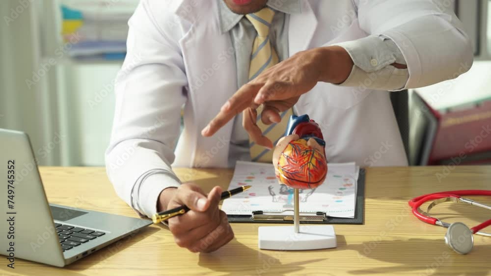 Young cardiologist working in the office Heart disease and health care ...