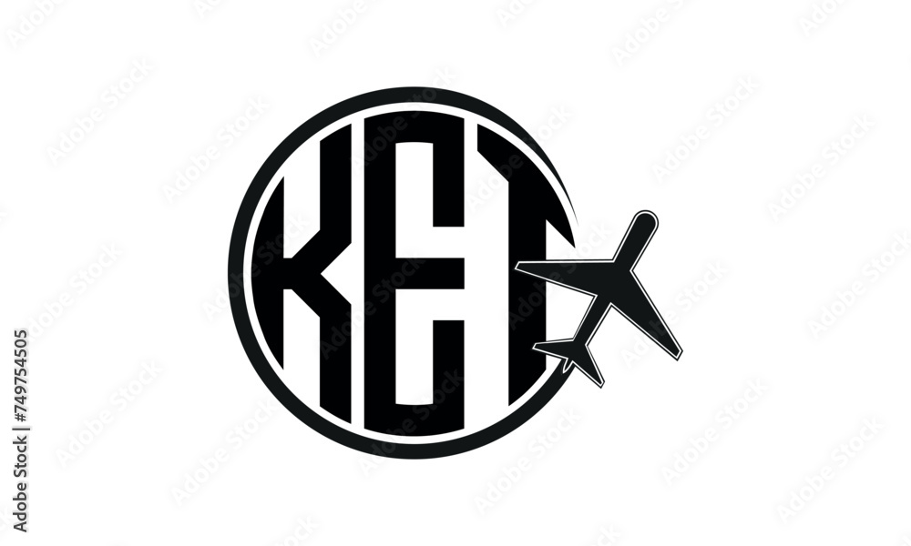 KET three initial letter circle tour & travel agency logo design vector ...