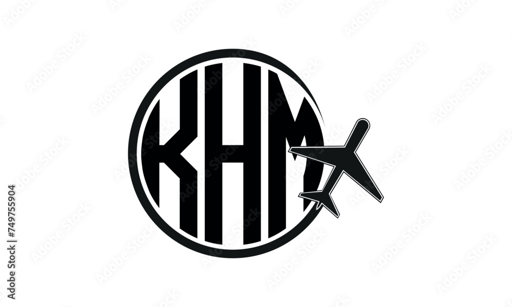 KHM three initial letter circle tour & travel agency logo design vector ...