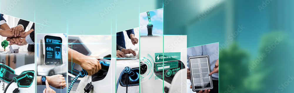 EV electric car vehicle charging and sustainable LCA green energy ...