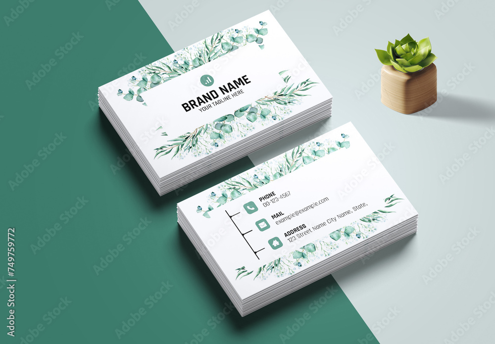 Botanical Business Card Design Layout Stock Template | Adobe Stock