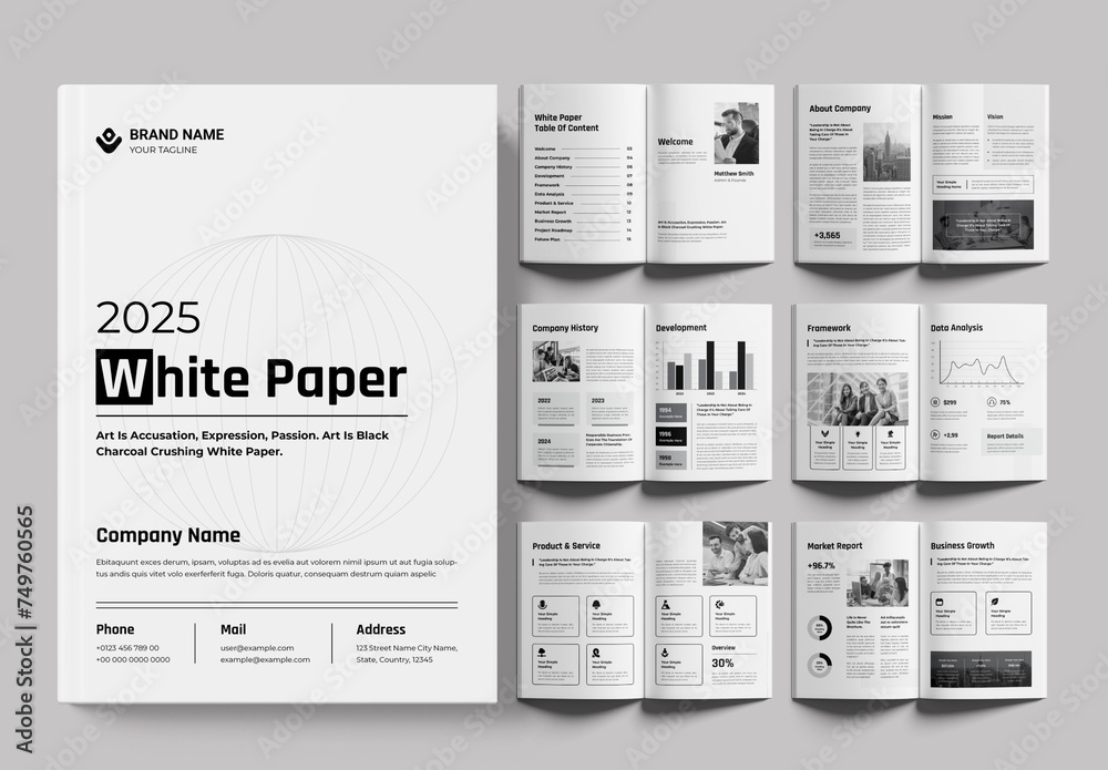 White Paper Template Design Stock Template | Adobe Stock