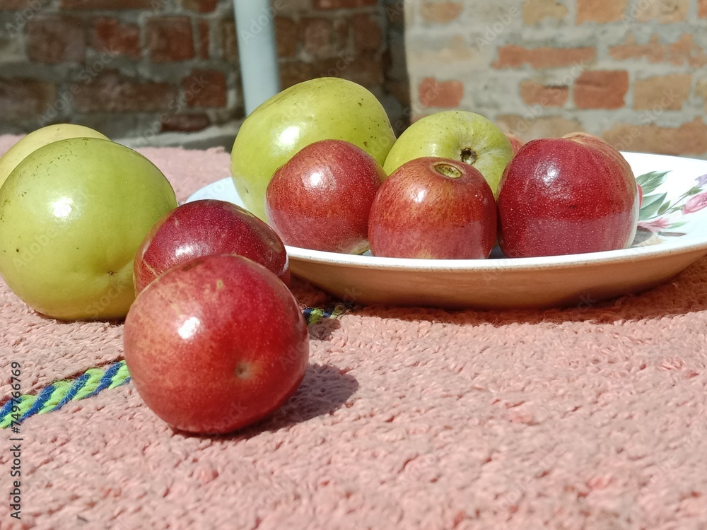 Fruit of the Ziziphus mauritiana, or fruit of Indian jujube,Indian plum ...