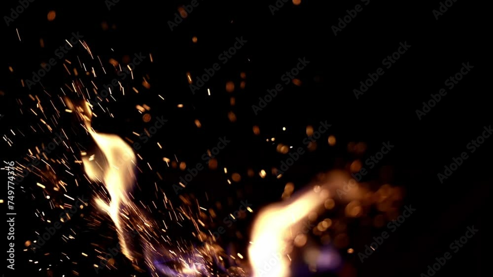 Vidéo Stock Flying Embers from fire. Burning hot bonfire sparks. Fire ...