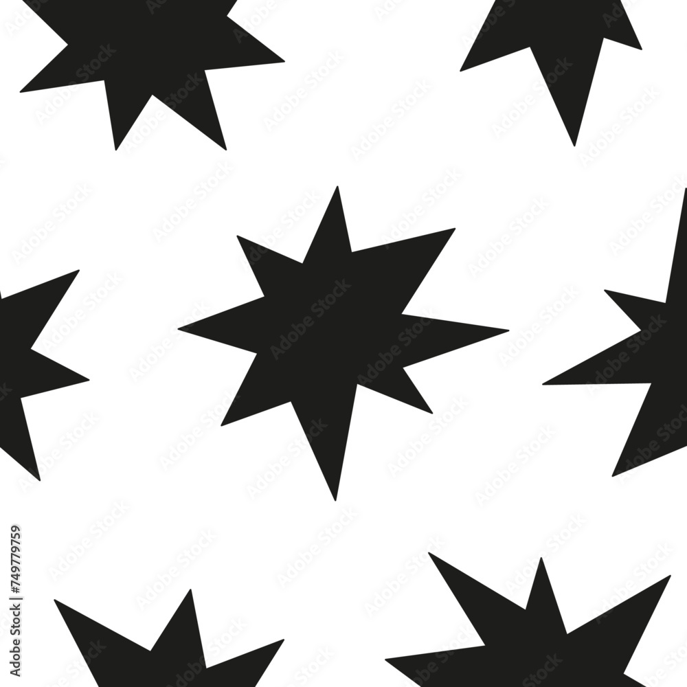 Background pattern with stars and stars, simple hand drawn different ...