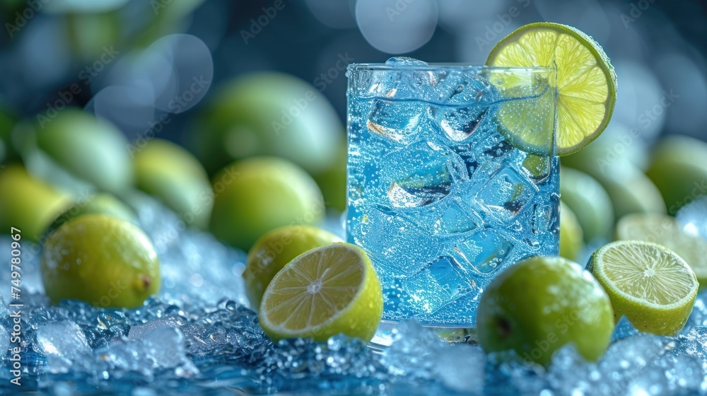 Freshly Squeezed Lemonade, Cool Blue Citrus Drink with Lime and Lemon ...