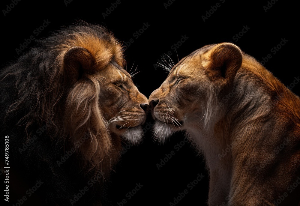 Lions Locking Lips, Face to Face with Two Lion Heads, Two Lion Heads ...