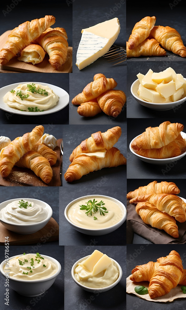 Advertisement picture of Fresh croissant served with butter curls in ...