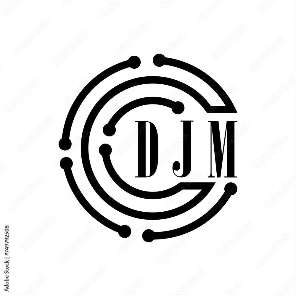 DJM letter design. DJM letter technology logo design on white ...