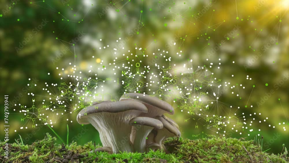 time lapse of mushroom growth on forest landscape background with ...