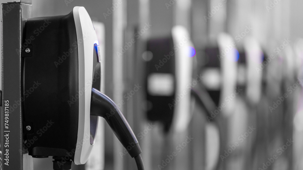 EV charging and electric car, Electric car charging station for charge ...