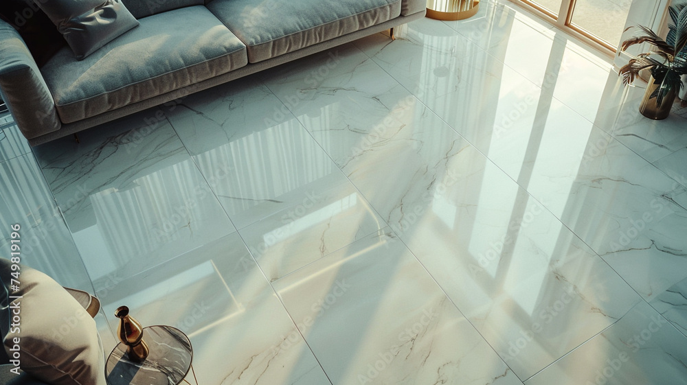 A UHD capture of a contemporary floor design with large porcelain tiles ...