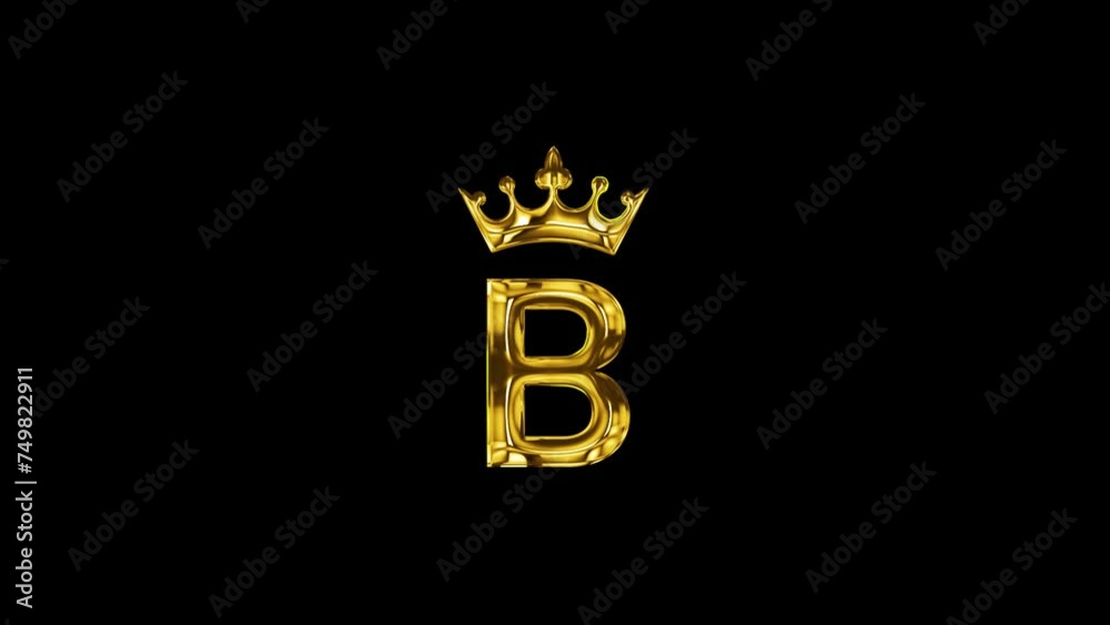 luxury golden B word with gold crown animation for logo intro outro ...