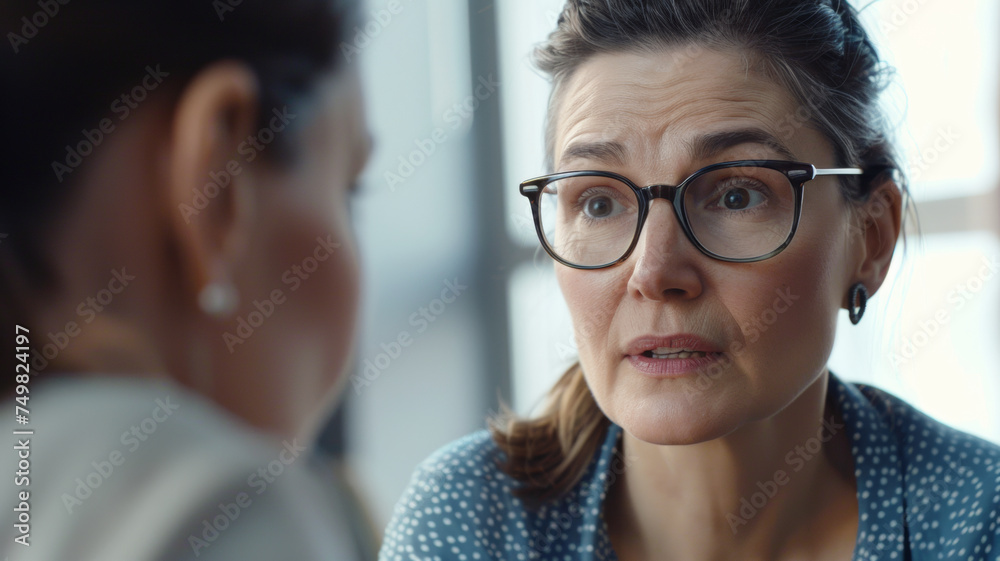 Two women in a deep conversation, with focused expressions revealing ...