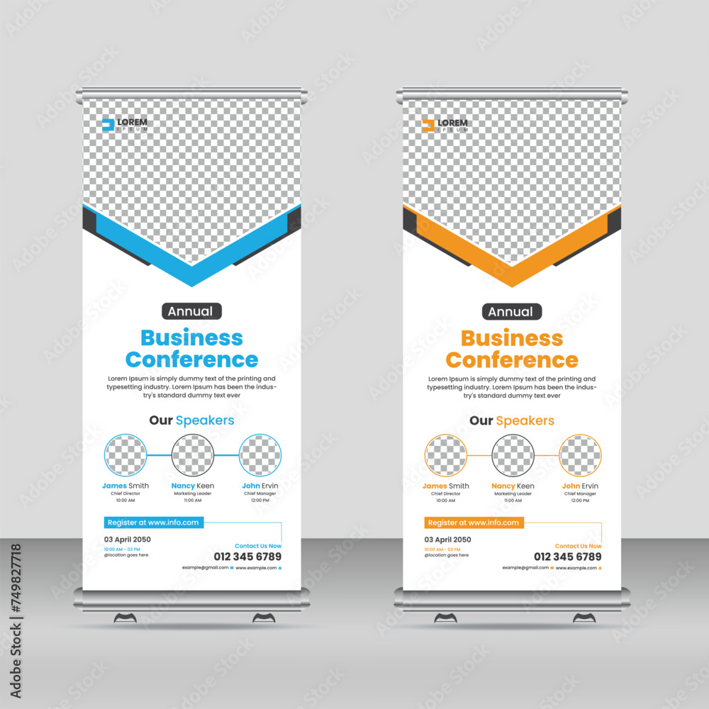 business conference roll up banner design template and Meeting roll up ...