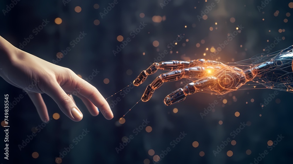 Artificial intelligence 3D robot programming computer interface AI chatbot futuristic cyber ...