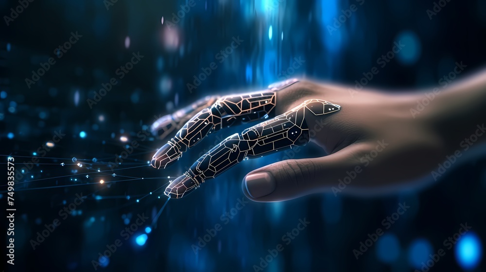 Artificial intelligence 3D robot programming computer interface AI chatbot futuristic cyber ...