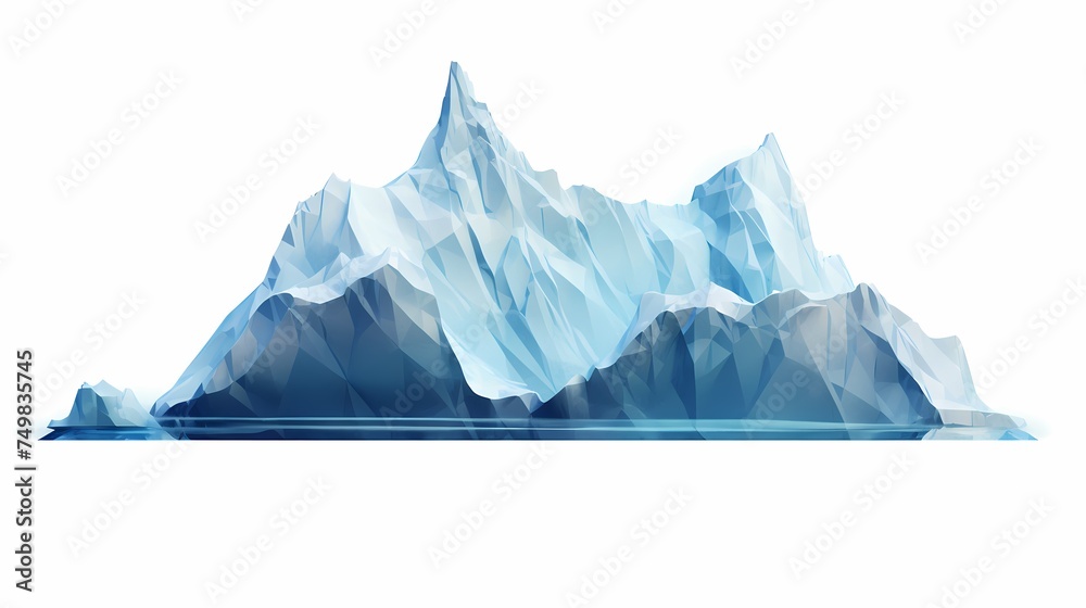 Glaciers, iceberg pieces, blue blocks of ice, frozen water and snow ...
