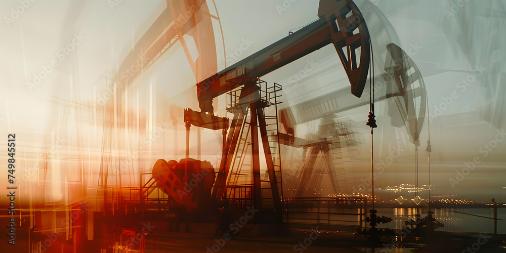 Silhouette of Oil pump rig, Oil and gas production, Oilfield site, and ...