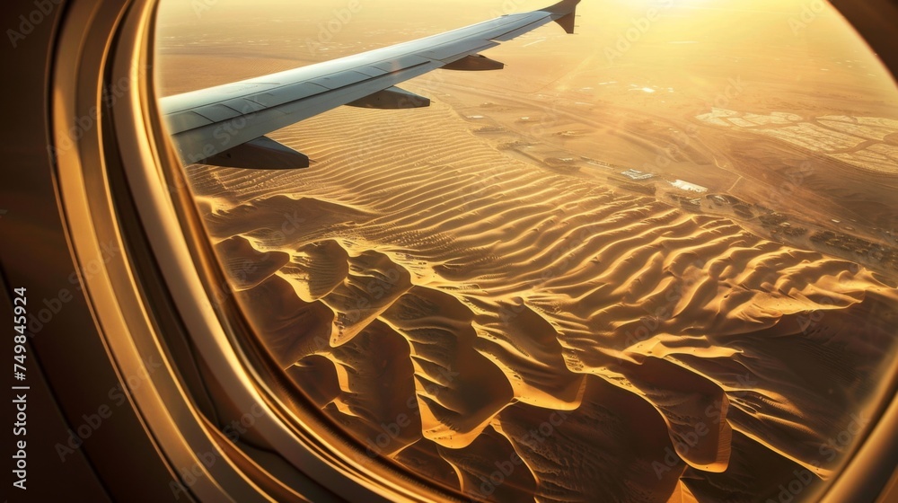 Overlooking the serene expanse of undulating sand dunes at sunset, this ...