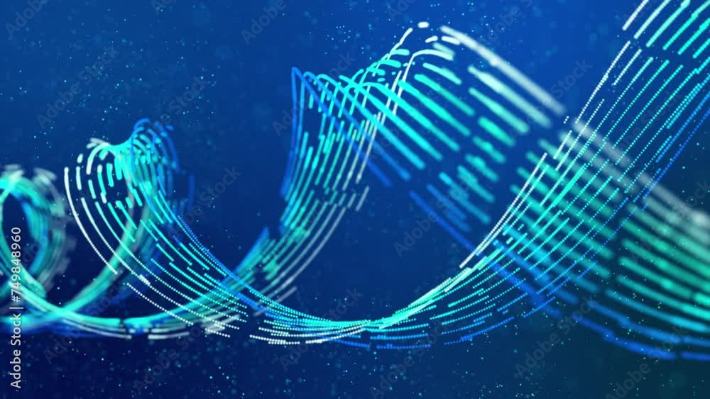 animation featuring glowing particles that form dynamic spirals and ...