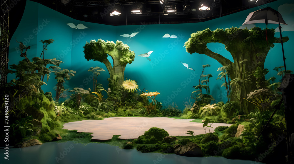 Realistic Forest Stage Design, Lush Forest Stage with Trees and Moss ...