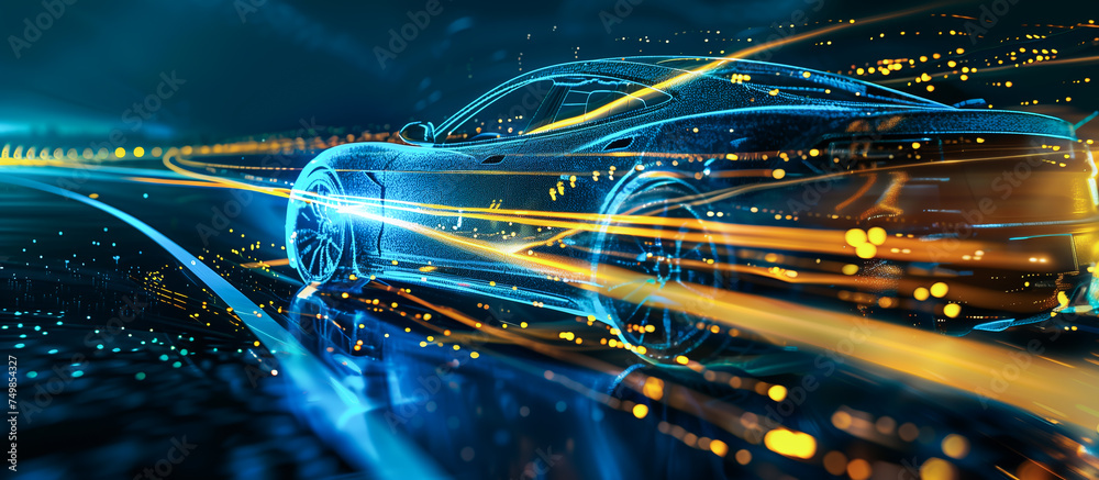 Supercar in holographic for travel and transportation concept in ...