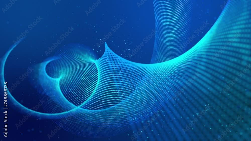 animation featuring glowing particles that form dynamic spirals and ...