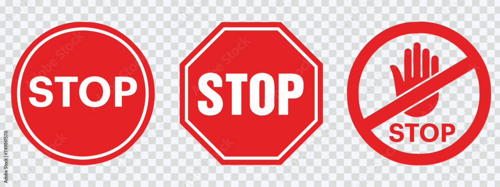"Enhance safety visuals with our Red Stop Sign Vector. Clear symbol ...