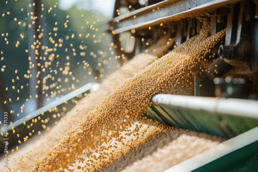 Foto de Soybeans being processed in an agricultural facility. do Stock ...