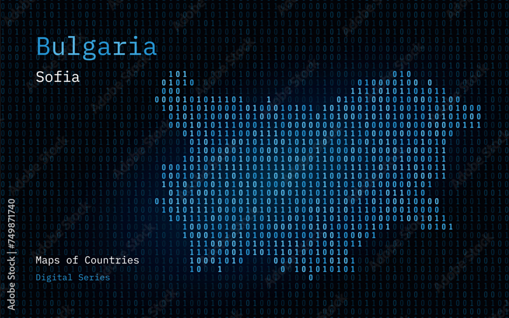 Bulgaria Map Shown in Binary Code Pattern. Matrix numbers, zero, one ...