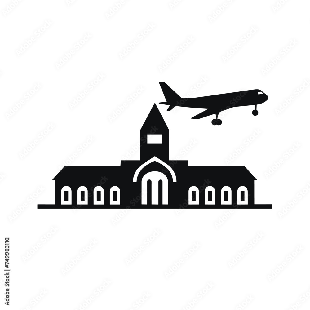 Airplane Line Vector Icon. Cargo aircraft sign. Plane linear icon ...
