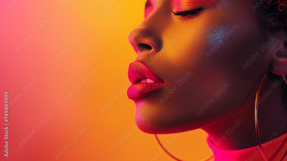 Black Women Wearing Flashy Neon Makeup Will Shine With Bright Lipstick