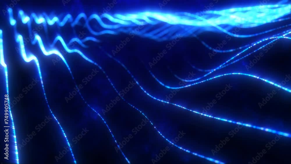 Blue energy glowing magic stripes waves lines high technology digital ...