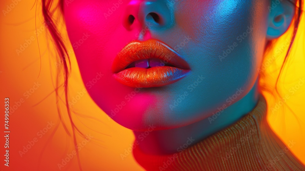 Women decked out in flashy neon colors will shine with bright lipstick ...