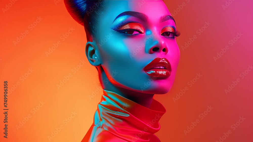 Women decked out in flashy neon colors will shine with bright lipstick ...