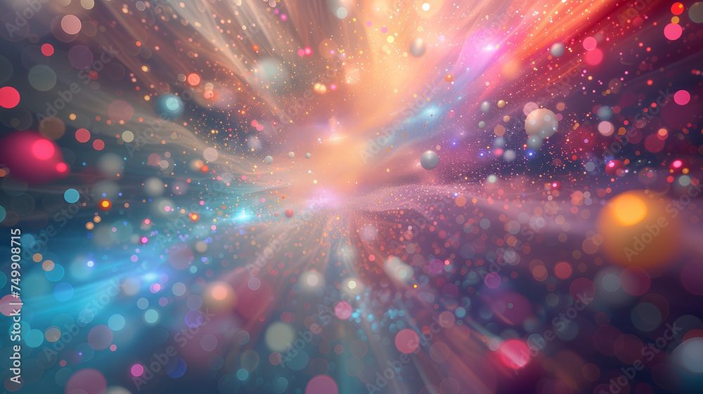 Abstract Cosmic Light Explosion in Space . Digital artwork of a vibrant ...