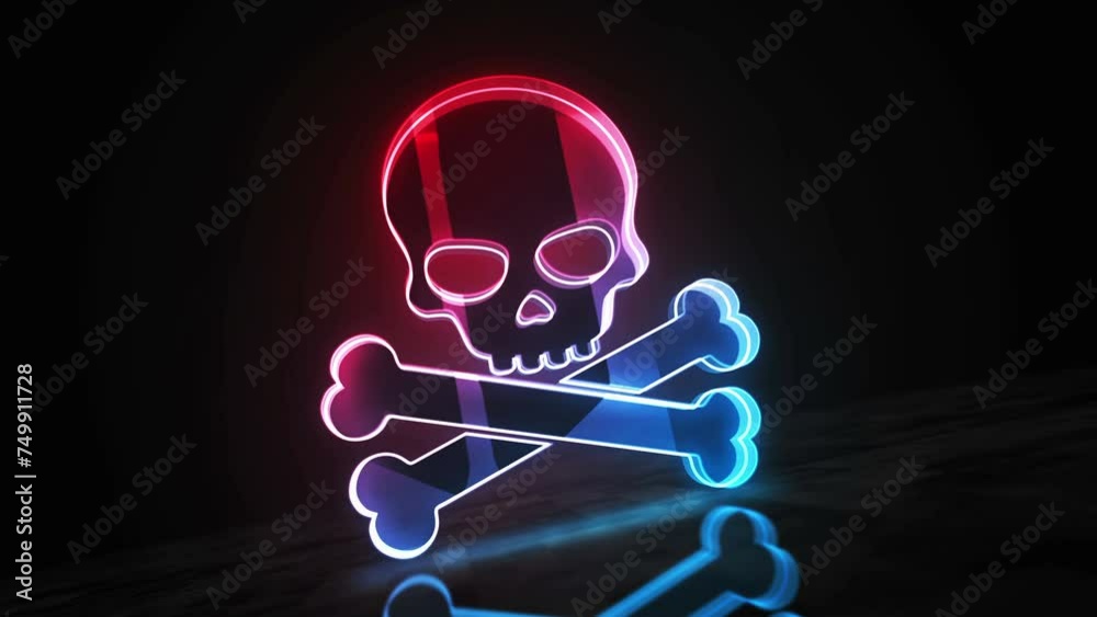 Cyberattack piracy and security breach with skull symbol digital ...