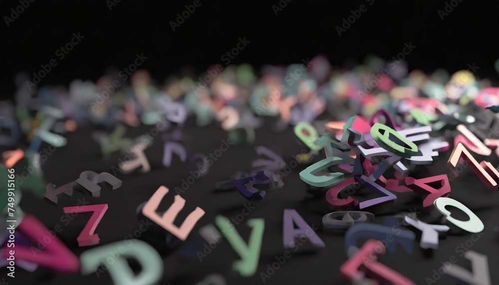 image of letters of the latin alphabet scattered in chaotic disorder ...