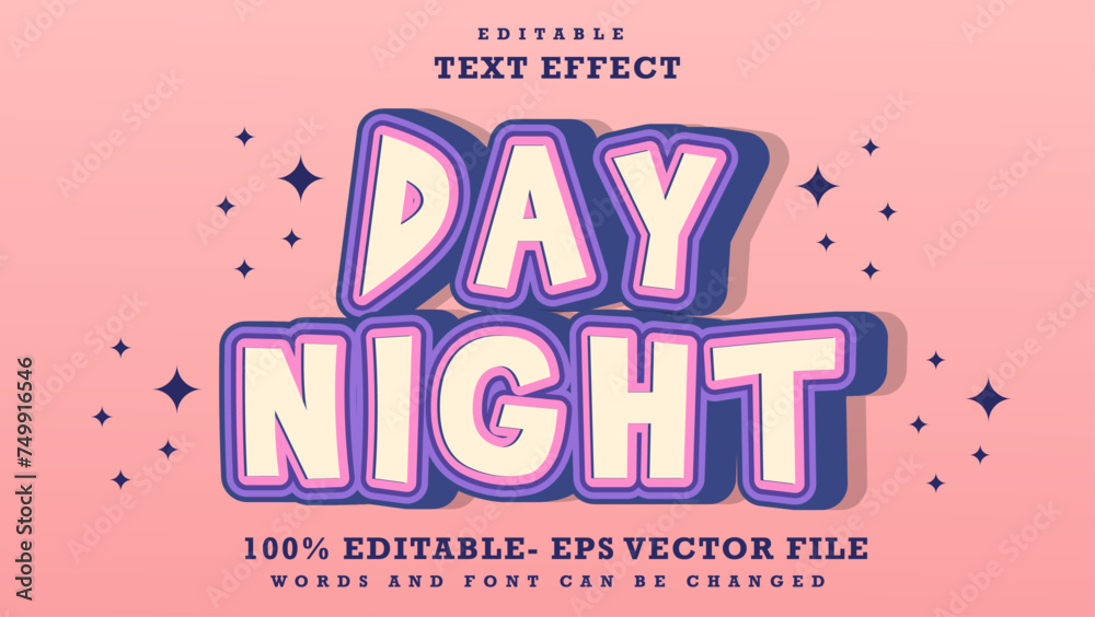3d Minimal Word Day Night Editable Text Effect Design, Effect Saved In ...