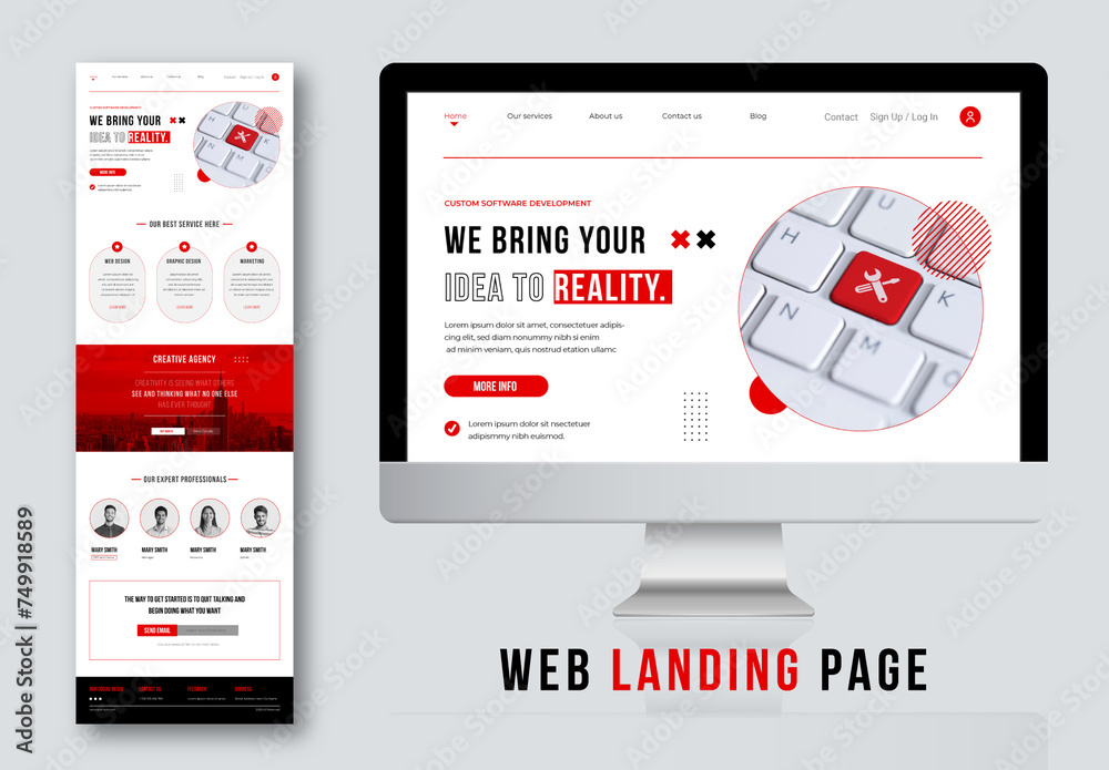 Website Landing Page Design Layout Stock Template | Adobe Stock