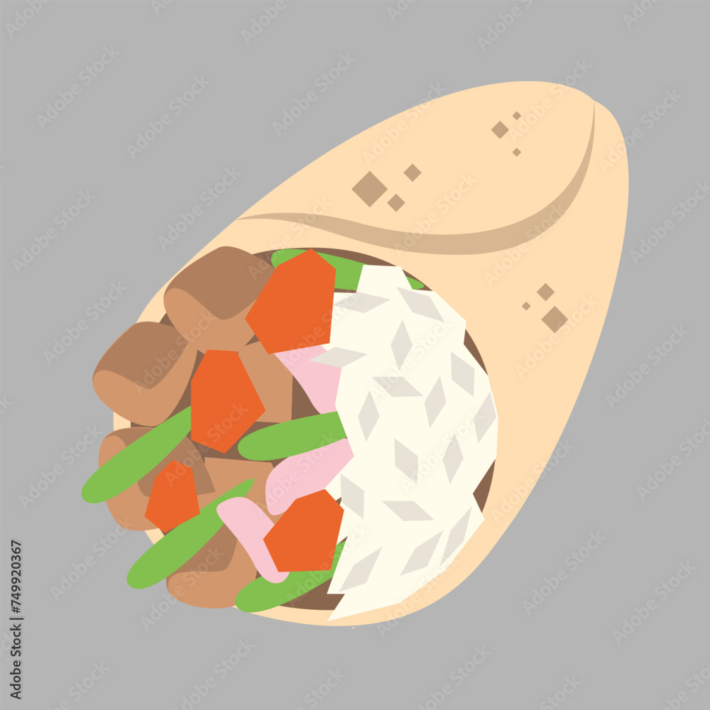 Burrito, doner vector icon design. Isolated popular wrap dish that ...