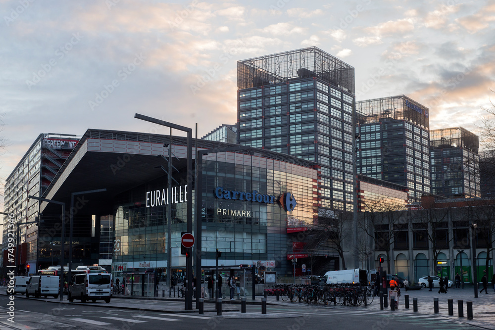 Lille - France - 28 february 2024 - view of Euralille shopping center ...