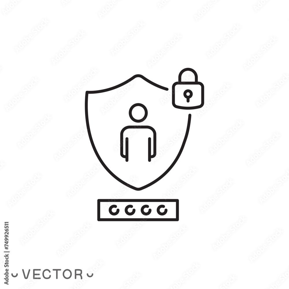login security icon, access user account, people privacy, protect ...