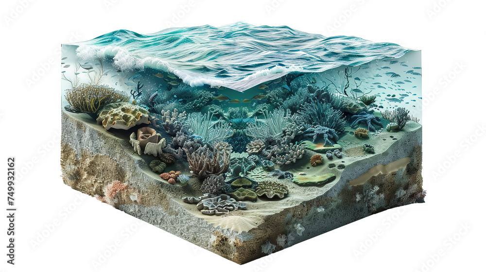 Isometric blue ocean with waves, surfing background. deep sea view with ...