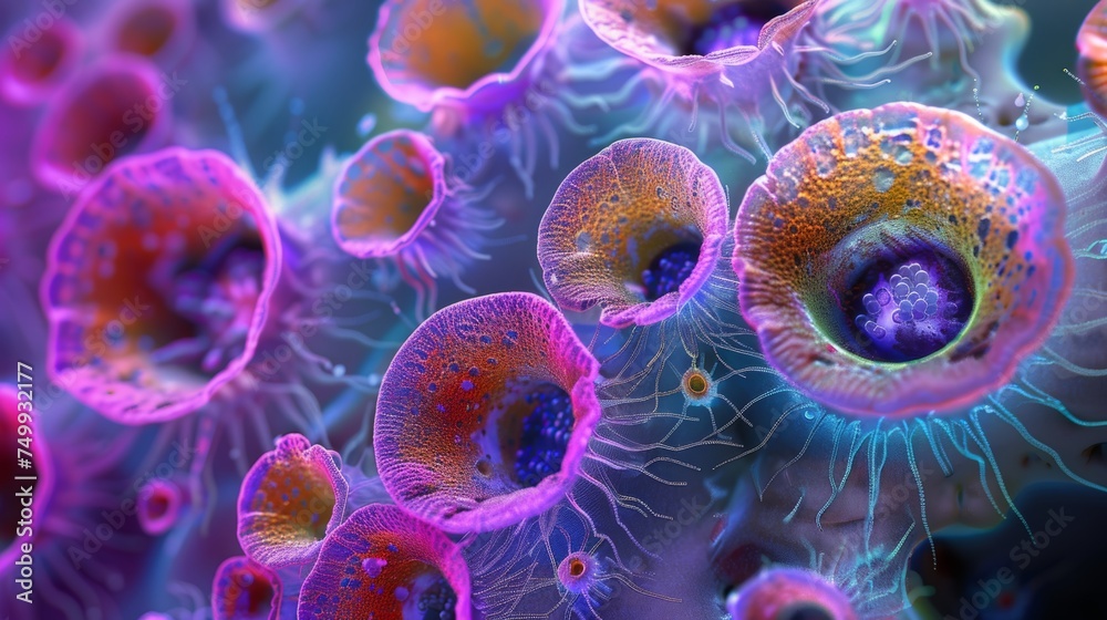 colorful cilia cell of structure under the electron microscope. Stock ...