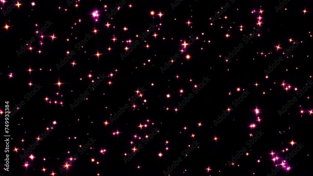 Vertical VDO beautiful loop falling orange purple stars particles ...