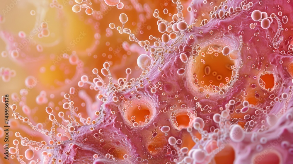 colorful fertilization cell of structure under the electron microscope ...